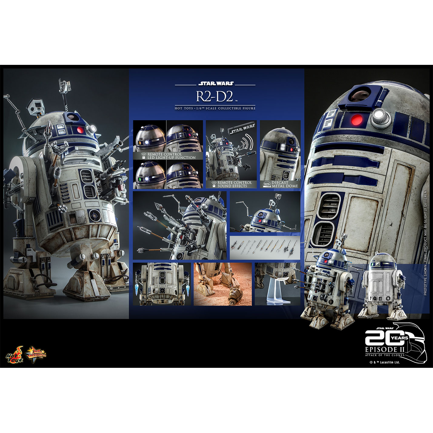 Star Wars: Attack of the Clones R2-D2 1:6 Scale Figure Hot Toys 911040 ...