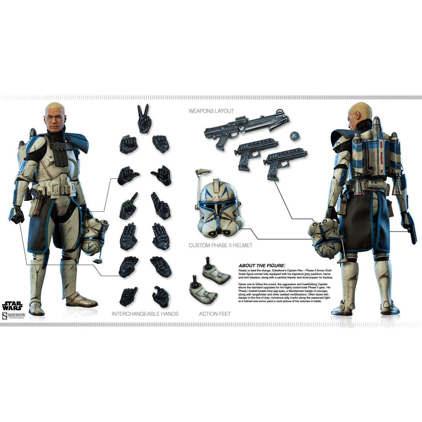 Star Wars Captain Rex EXCLUSIVE 1:6 Scale Figure Sideshow Collectibles ...