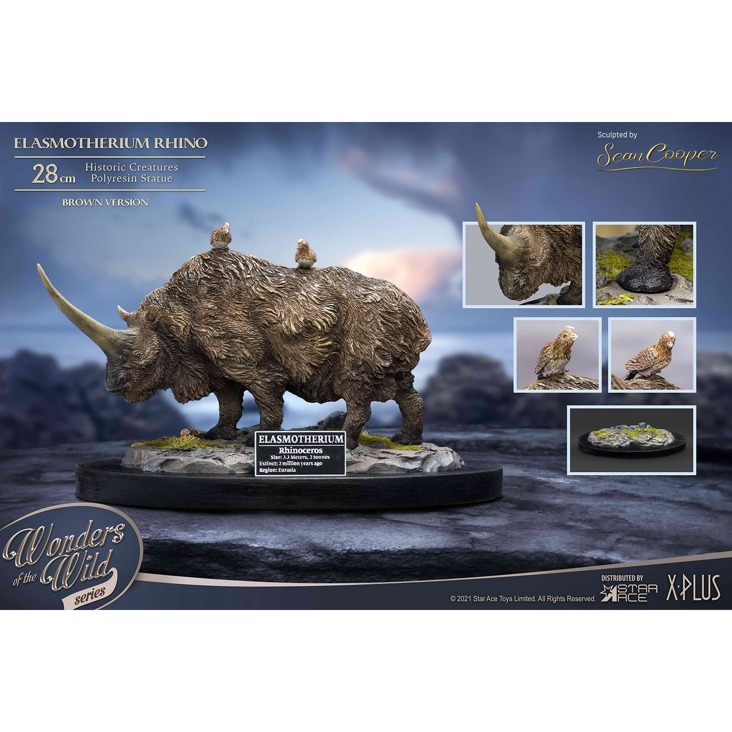 Pre-Historic Creatures Elasmotherium Rhino (Brown Version) Statue Star ...
