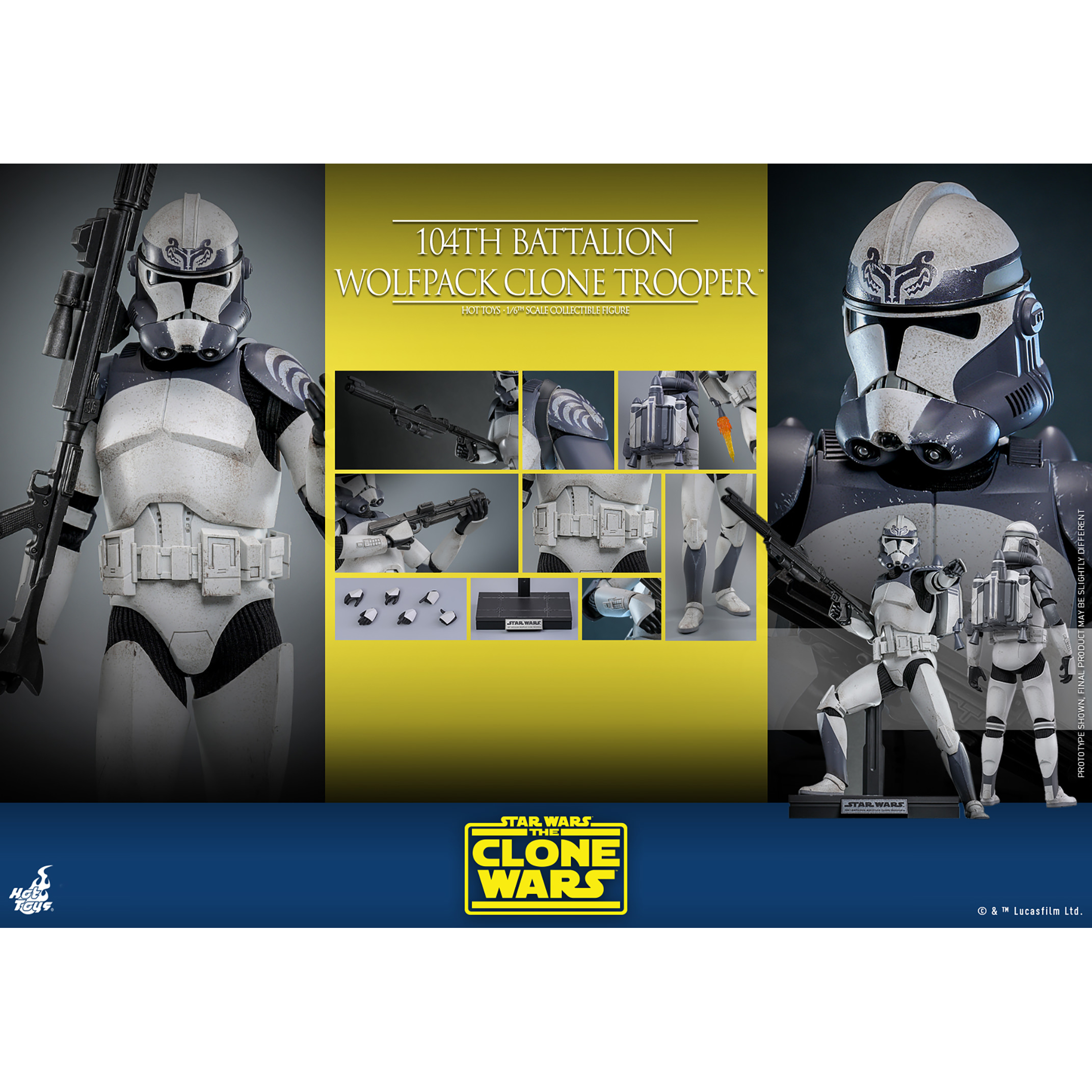 Star Wars: The Clone Wars 104th Battalion Wolfpack Clone Trooper 1:6 Scale Figure Hot Toys ...