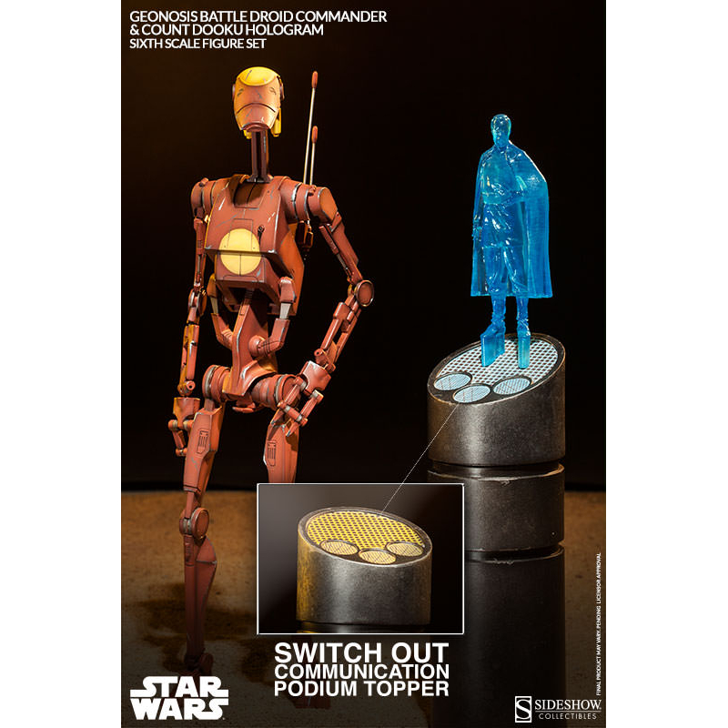Star Wars Geonosis Battle Droid Commander and Count Dooku Hologram ...